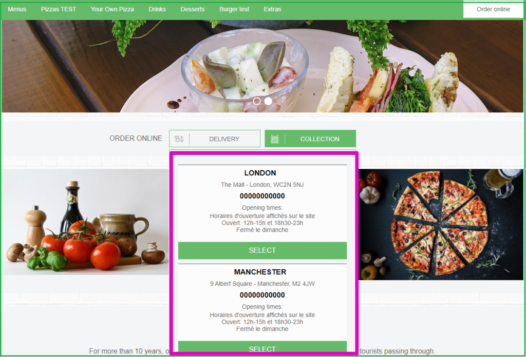 The localization widget available for standard sites